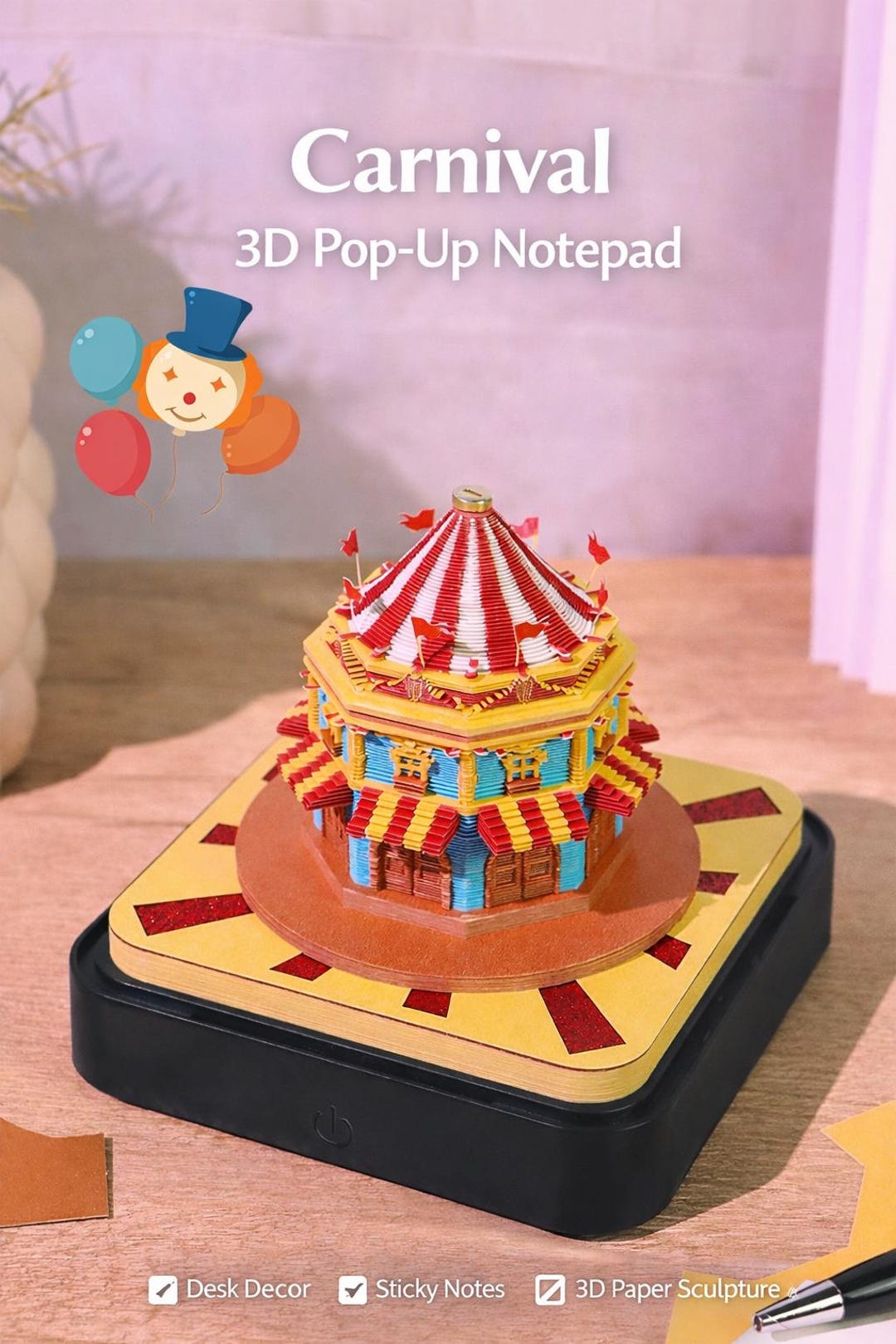 3D Carnival Illuminated Paper Memo, 3D Miniature Paper Sculpture, 3D ...