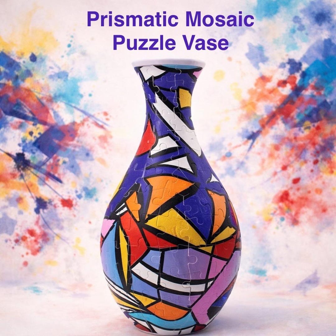 3D Prismatic Mosaic Puzzle Vase, Modern Interlocking Flower Vase, DIY ...