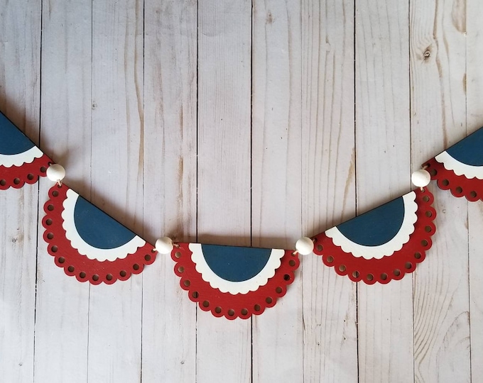 Red, White and Blue Americana Banner/garland, Farmhouse Americana ...