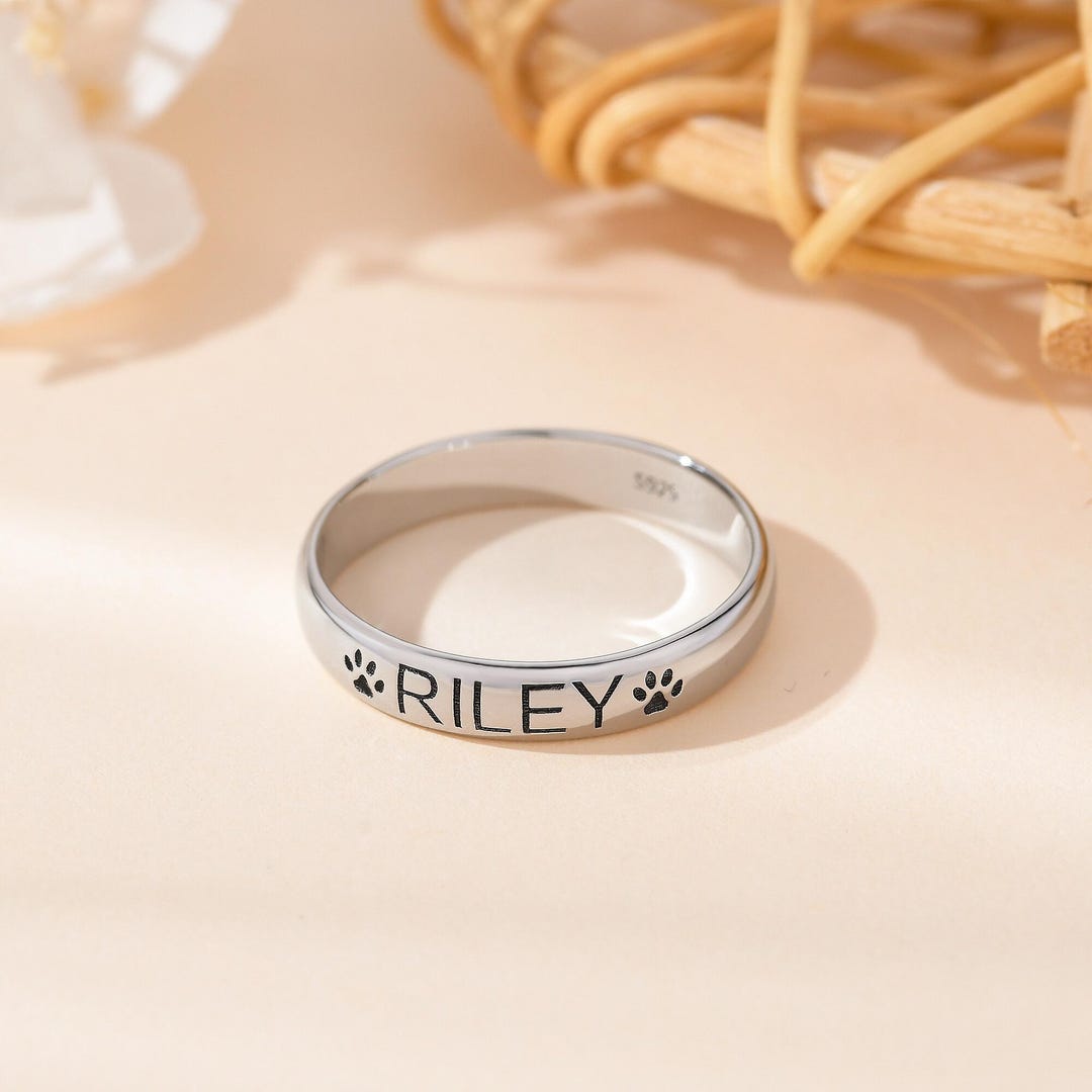 Personalized Pet Paw Rings, Dog Name Ring, Pet Lover Gift, Rings for ...