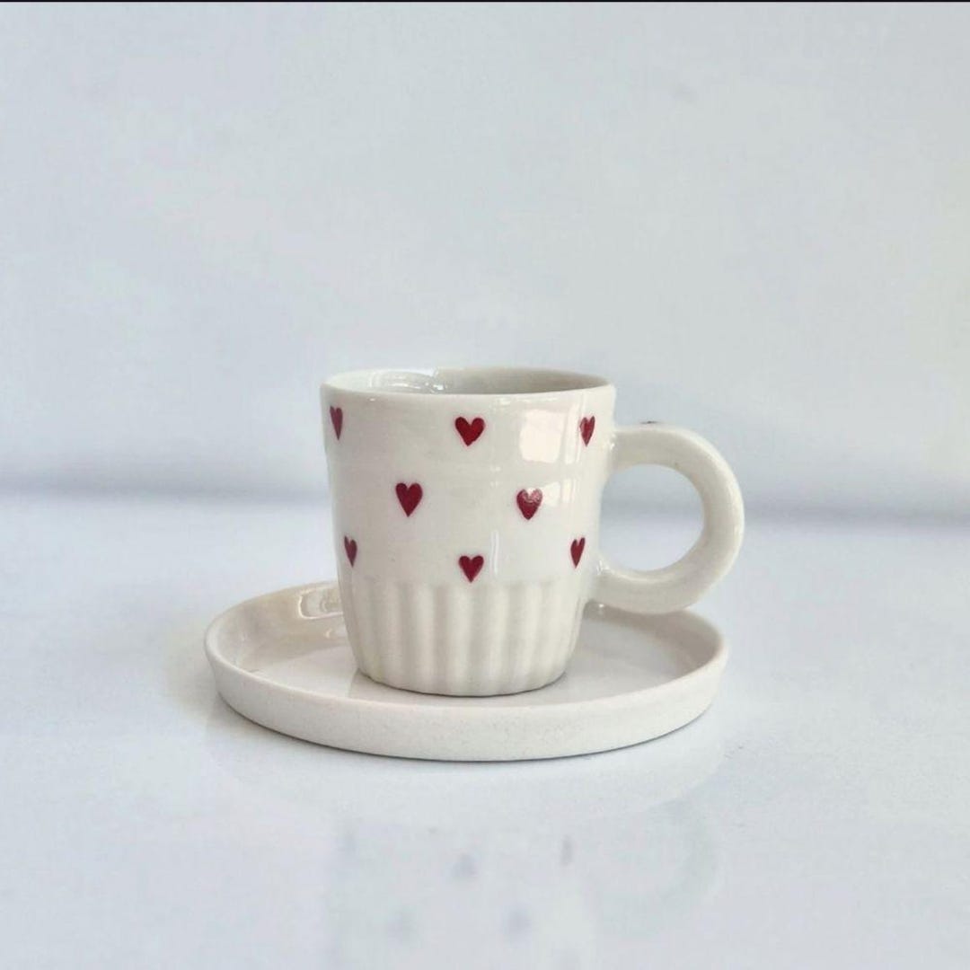 Porcelain Red Heart-shaped Cup Romantic Gift for Coffee & Tea Lovers - Etsy