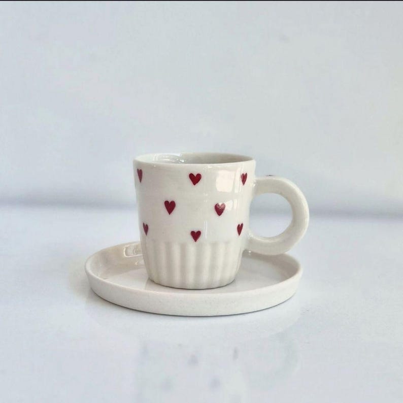 Porcelain Red Heart-shaped Cup Romantic Gift for Coffee & Tea Lovers - Etsy