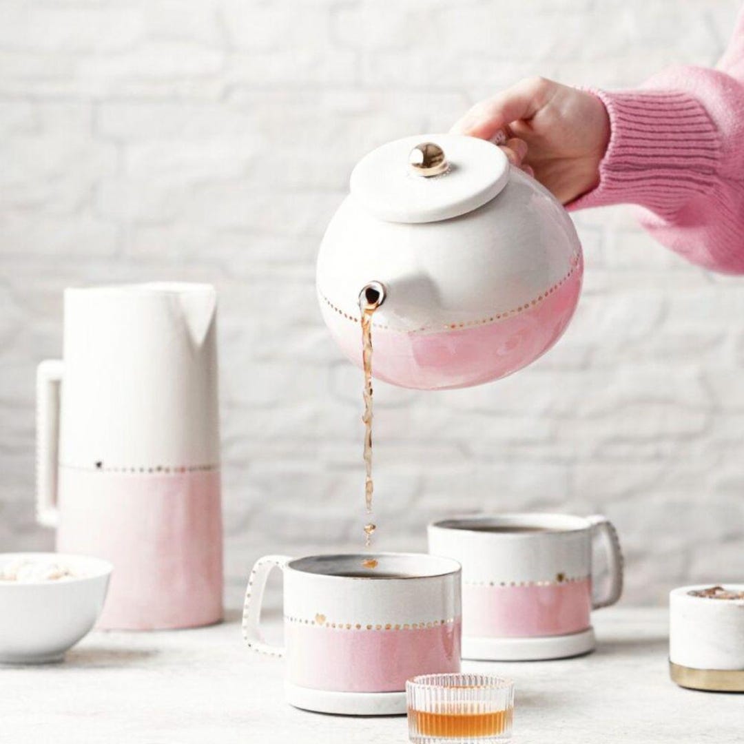 Handmade Pink Porcelain Teapot With Gold Detailing Barbie-inspired Cool ...