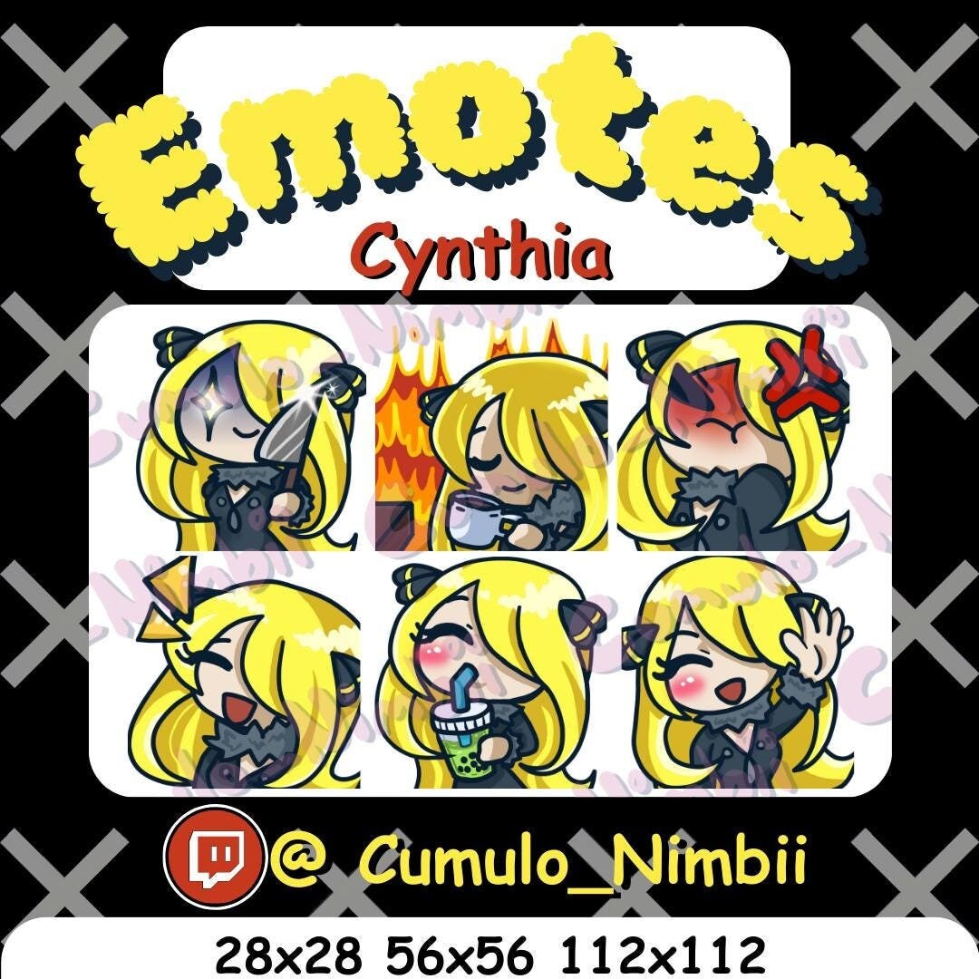 Cynthia | Pokémon | Twitch | Discord |emotes (6) - Etsy