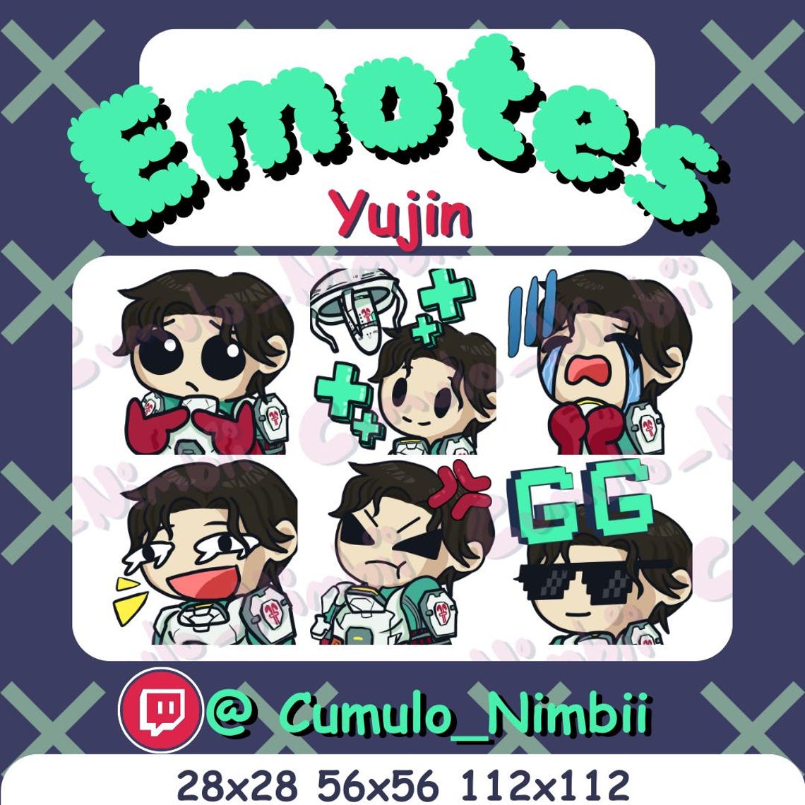 Yujin | the First Descendant | Twitch | Discord |emotes (6) - Etsy