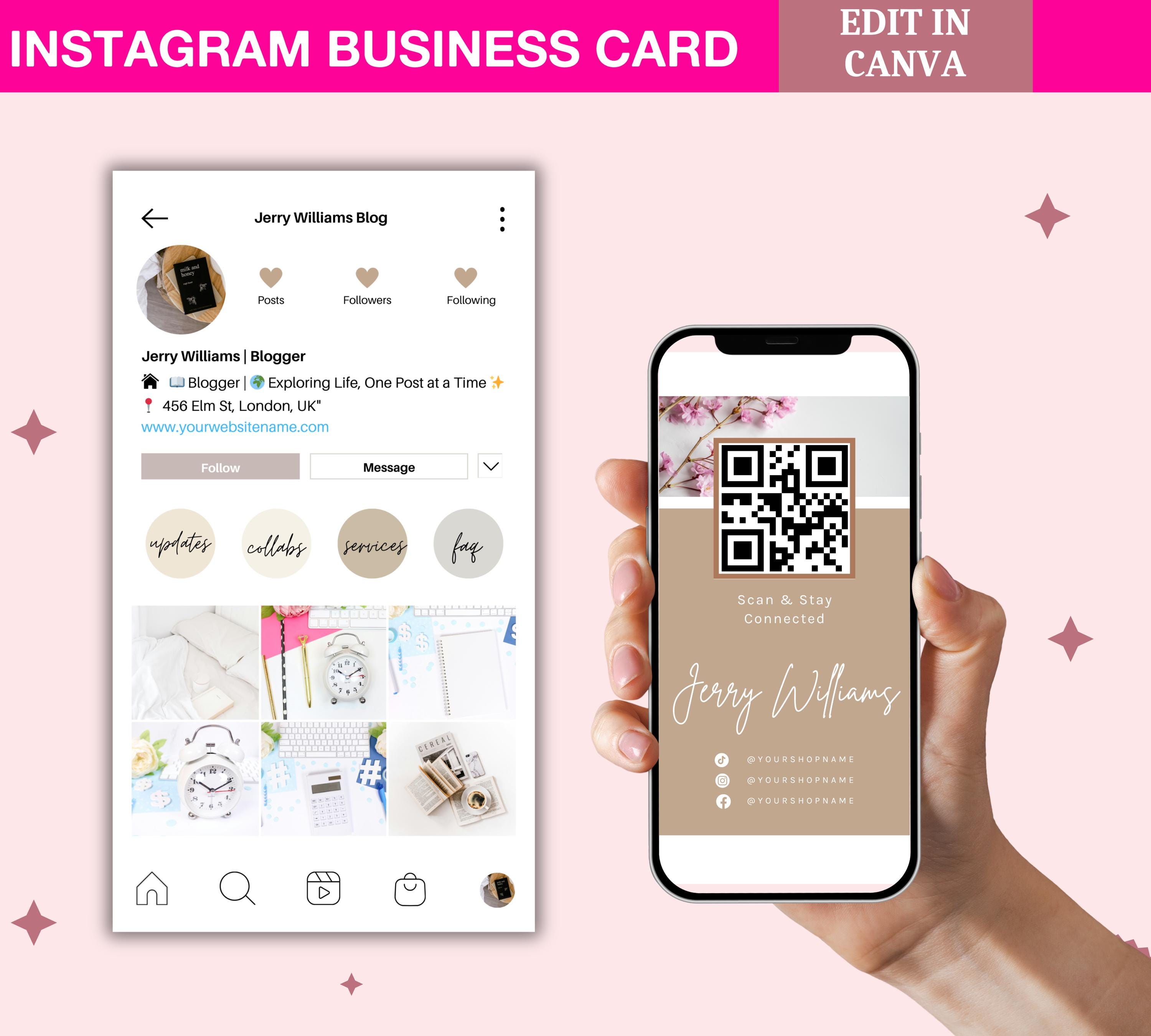 Editable Instagram Business Cards, Premade Business Cards, Business ...