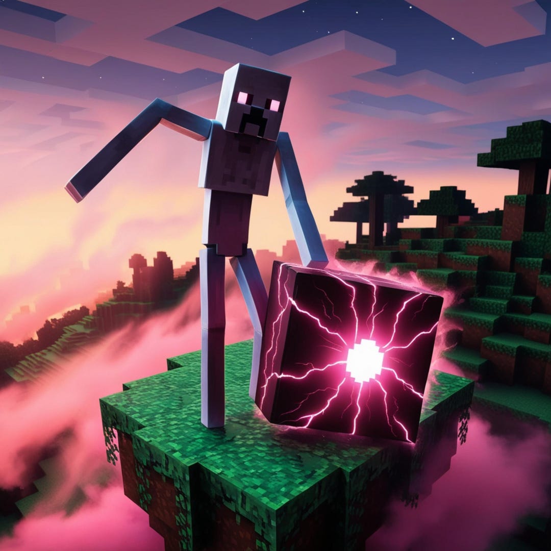 Minecraft-inspired Enderman With Block Wall Art - Etsy