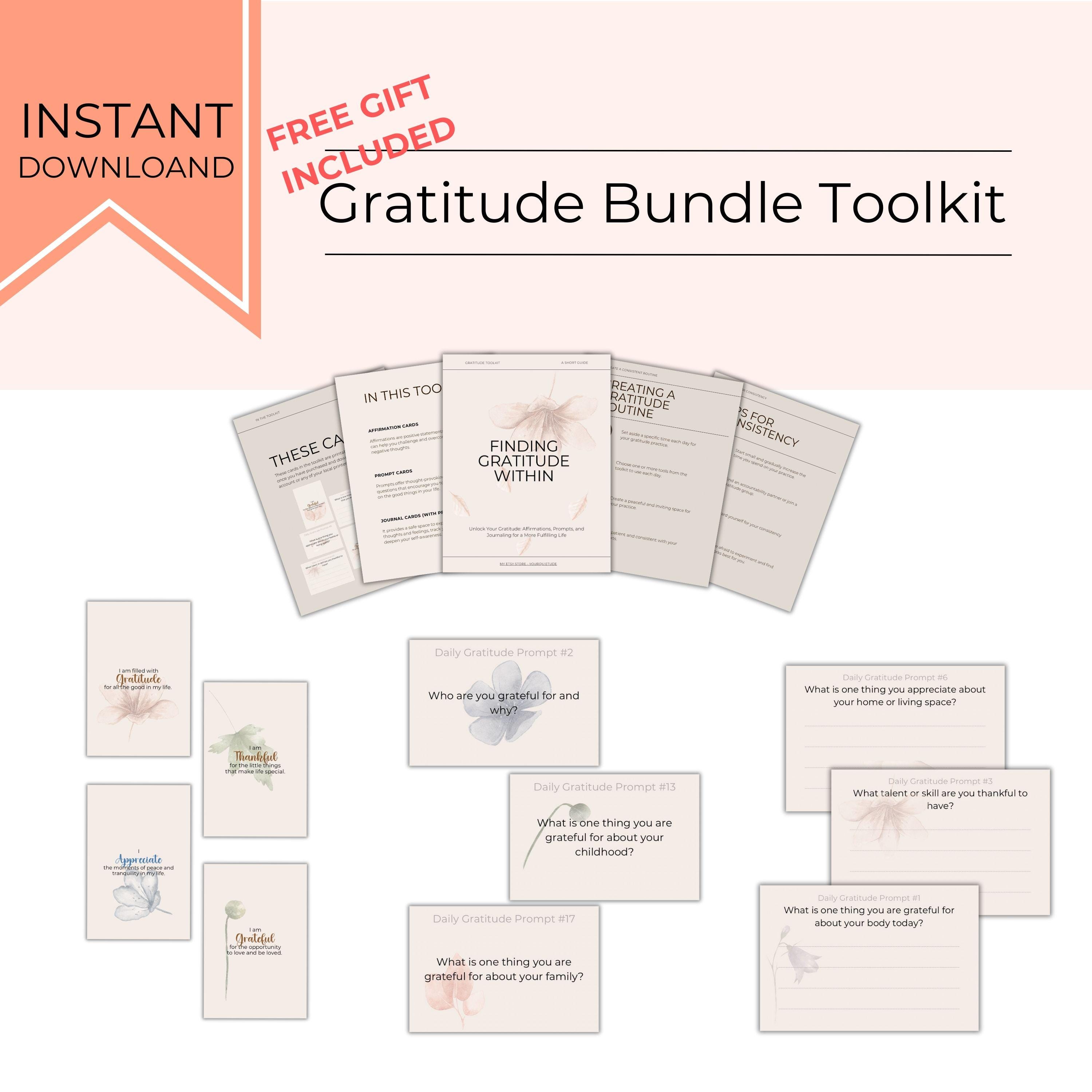 Gratitude Journal & Affirmation Cards | Printable Gratitude Toolkit ...
