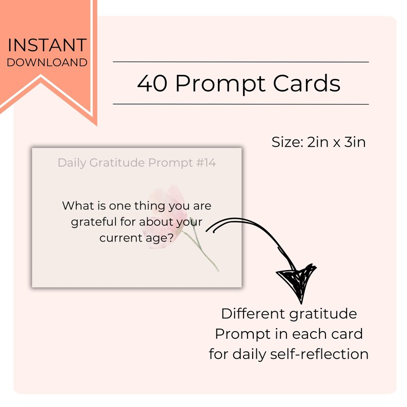 40 Gratitude Prompt Cards | Printable Gratitude Cards | Daily Gratitude ...