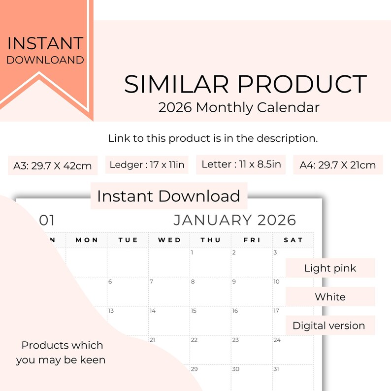 2026 Rainbow Monthly Calendar: Printable A2 A3 A4 Letter Sizes (digital ...