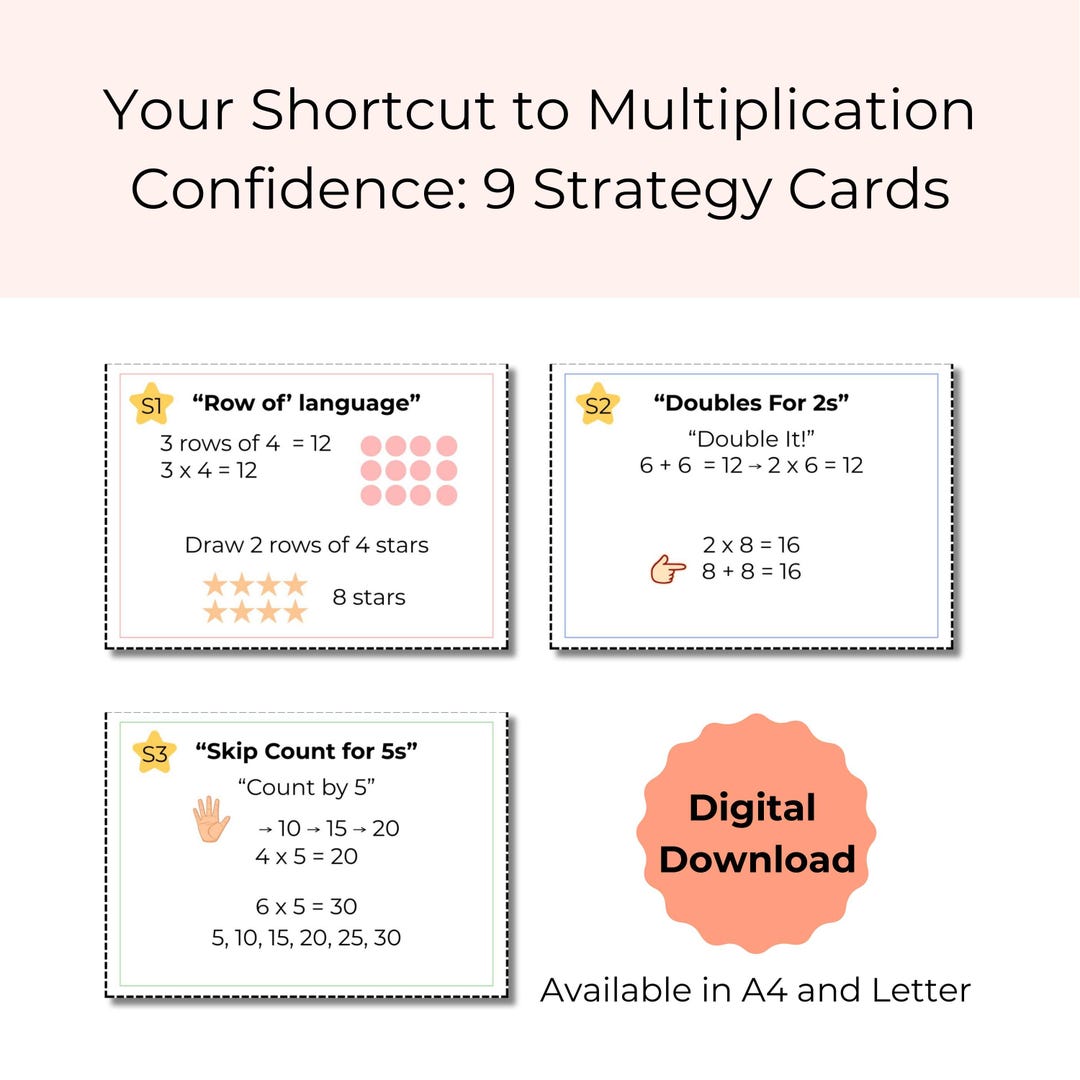 Multiplication Strategy Cards | 9 Math Strategies Flashcards | 3rd ...