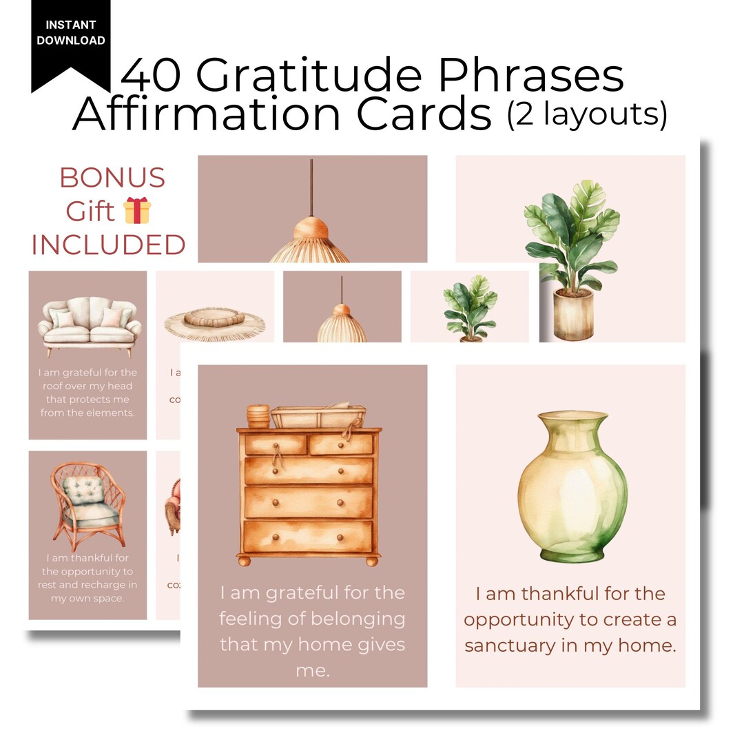 Gratitude, Mindfulness, Affirmation Cards, Flashcards, Cards Printables ...