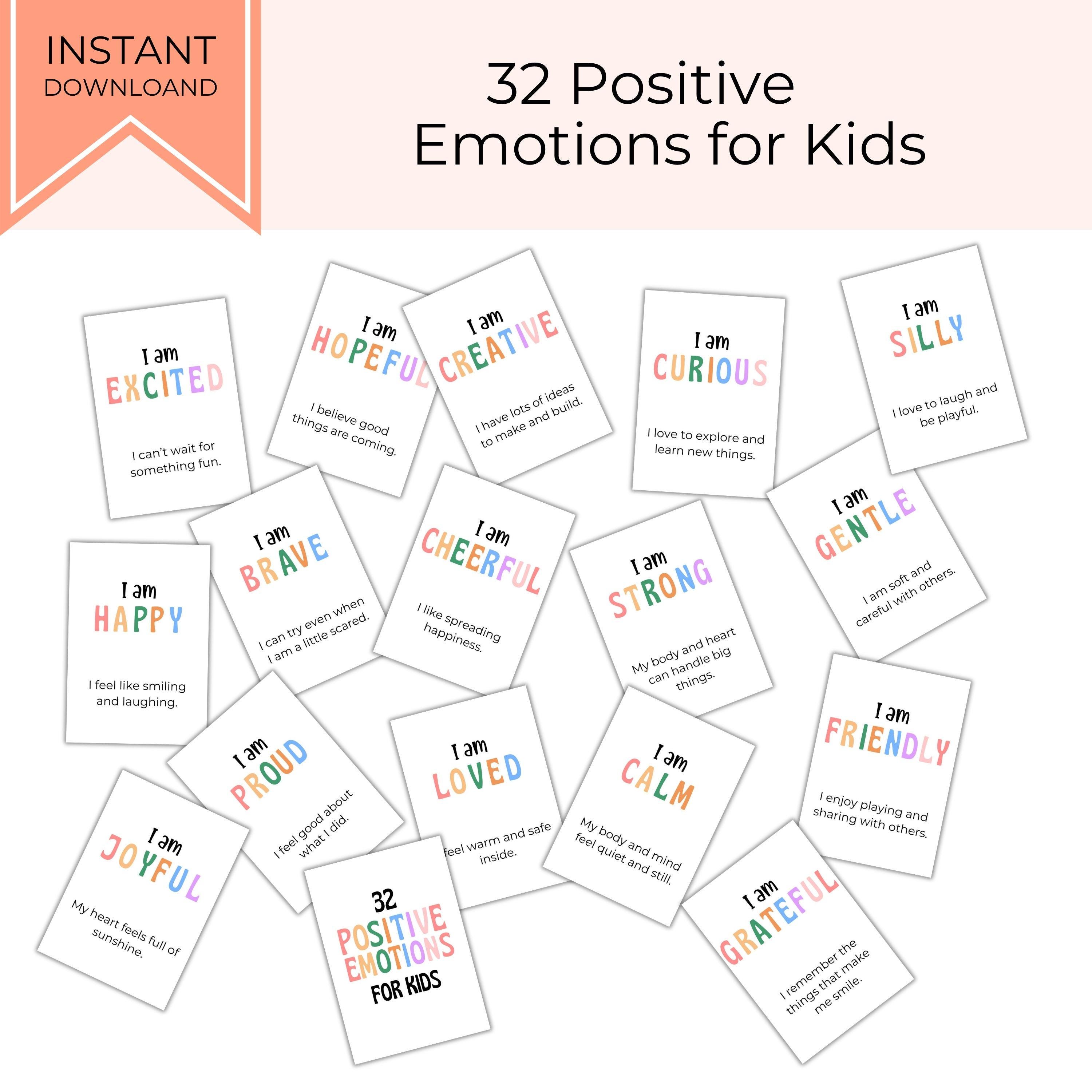 Positive Emotions Flashcards for Kids: Social Emotional Learning ...