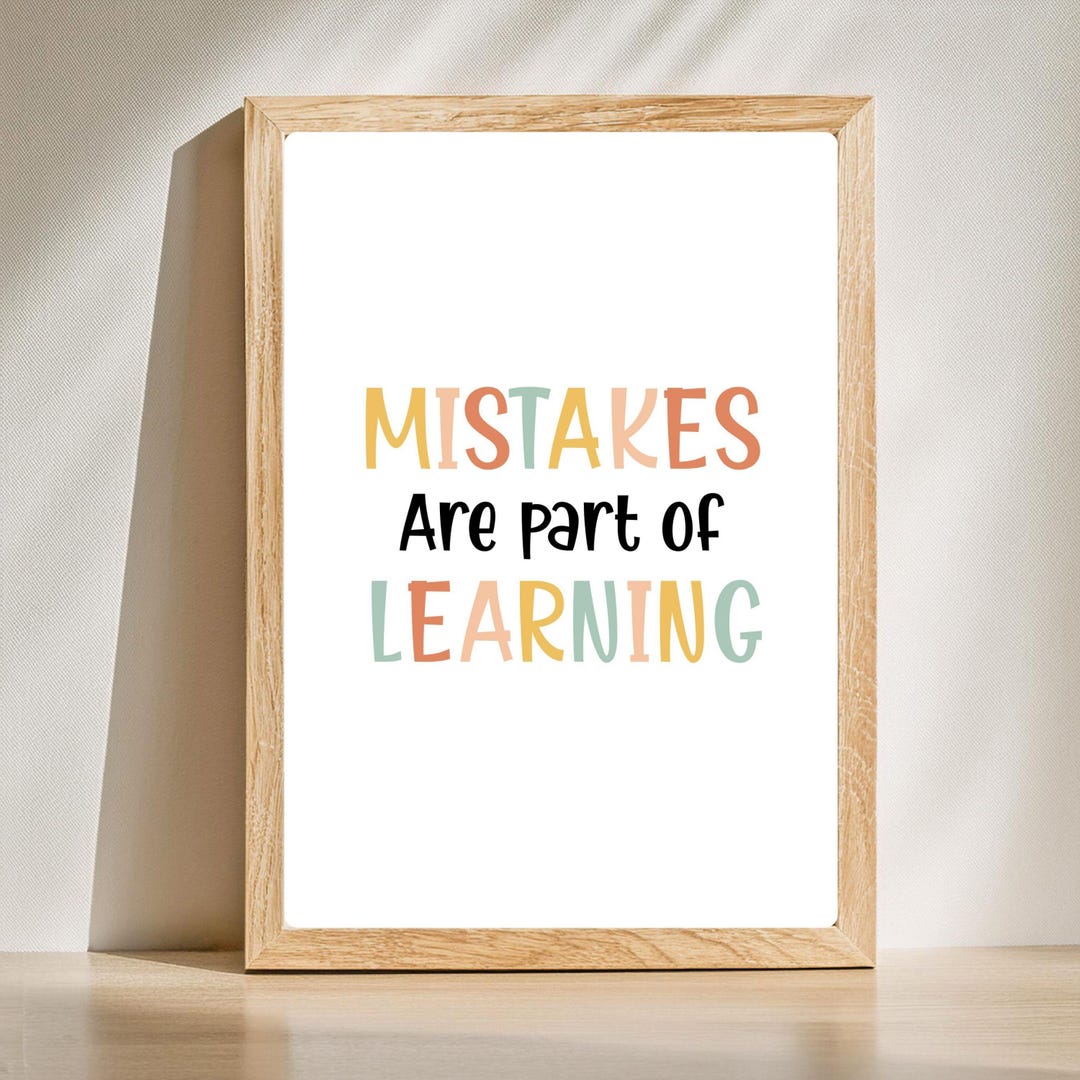 Mistakes Are Part of Learning Poster, Growth Mindset Wall Art ...