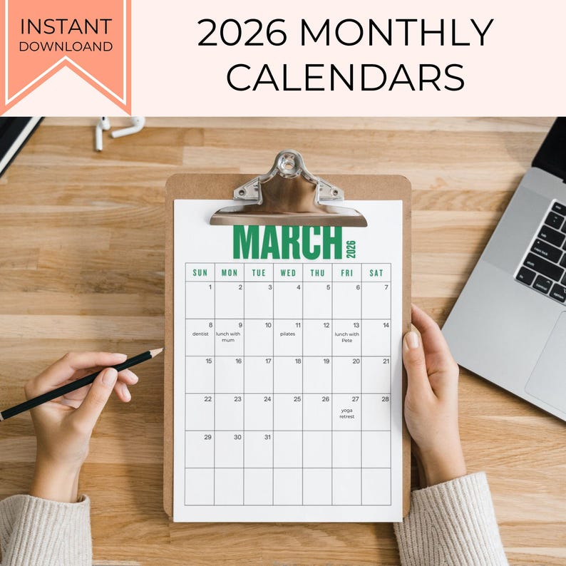 2026 Rainbow Monthly Calendar: Printable A2 A3 A4 Letter Sizes (digital ...