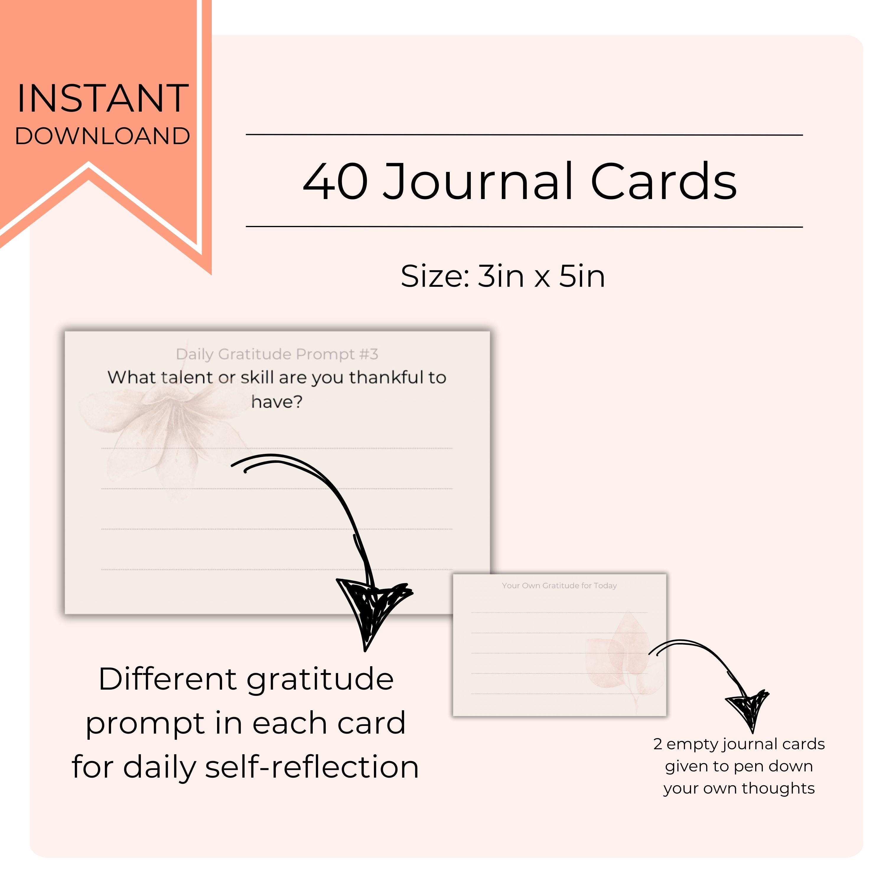 40 Gratitude Journal Prompts | Printable Cards | Daily Gratitude ...