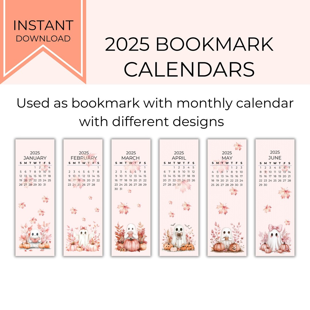 2025 Bookmark Calendars, Printable Bookmarks, Instant Download, Cute ...