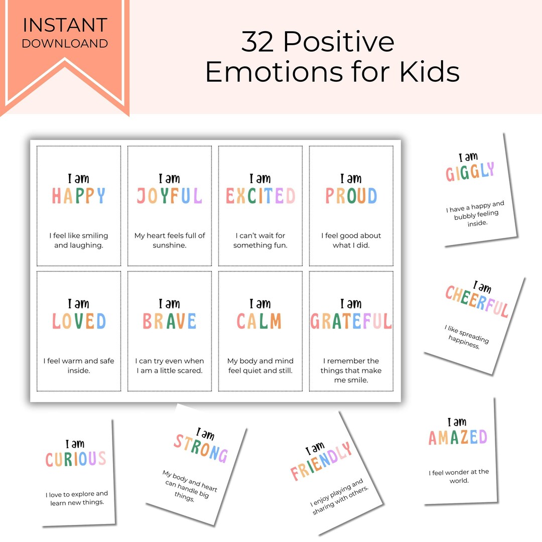 Positive Emotions Flashcards for Kids: Social Emotional Learning ...