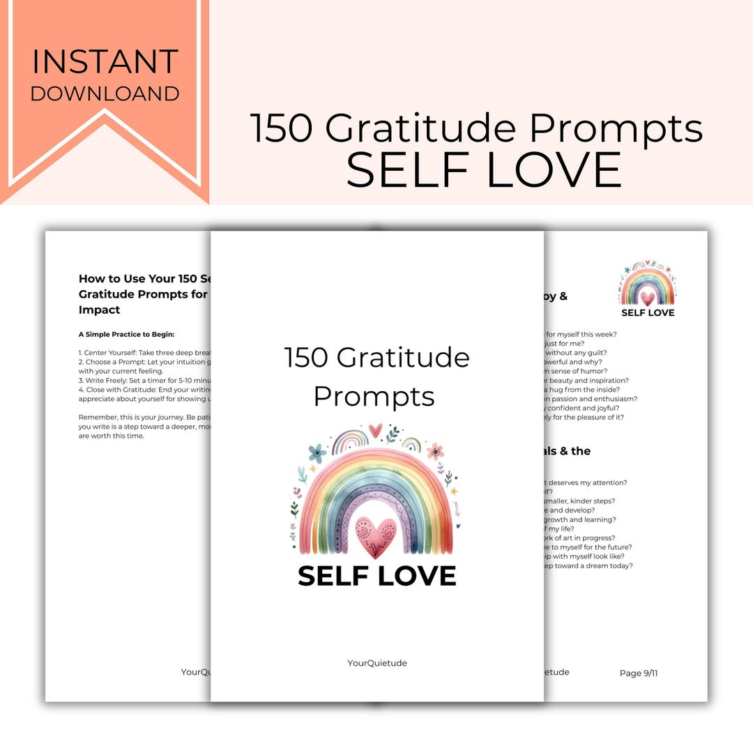 150 Gratitude Prompts for Self Love - Printable Self Care Journal ...