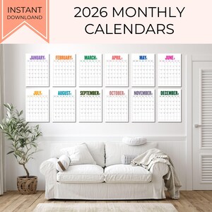 2026 Rainbow Monthly Calendar: Printable A2 A3 A4 Letter Sizes (digital ...