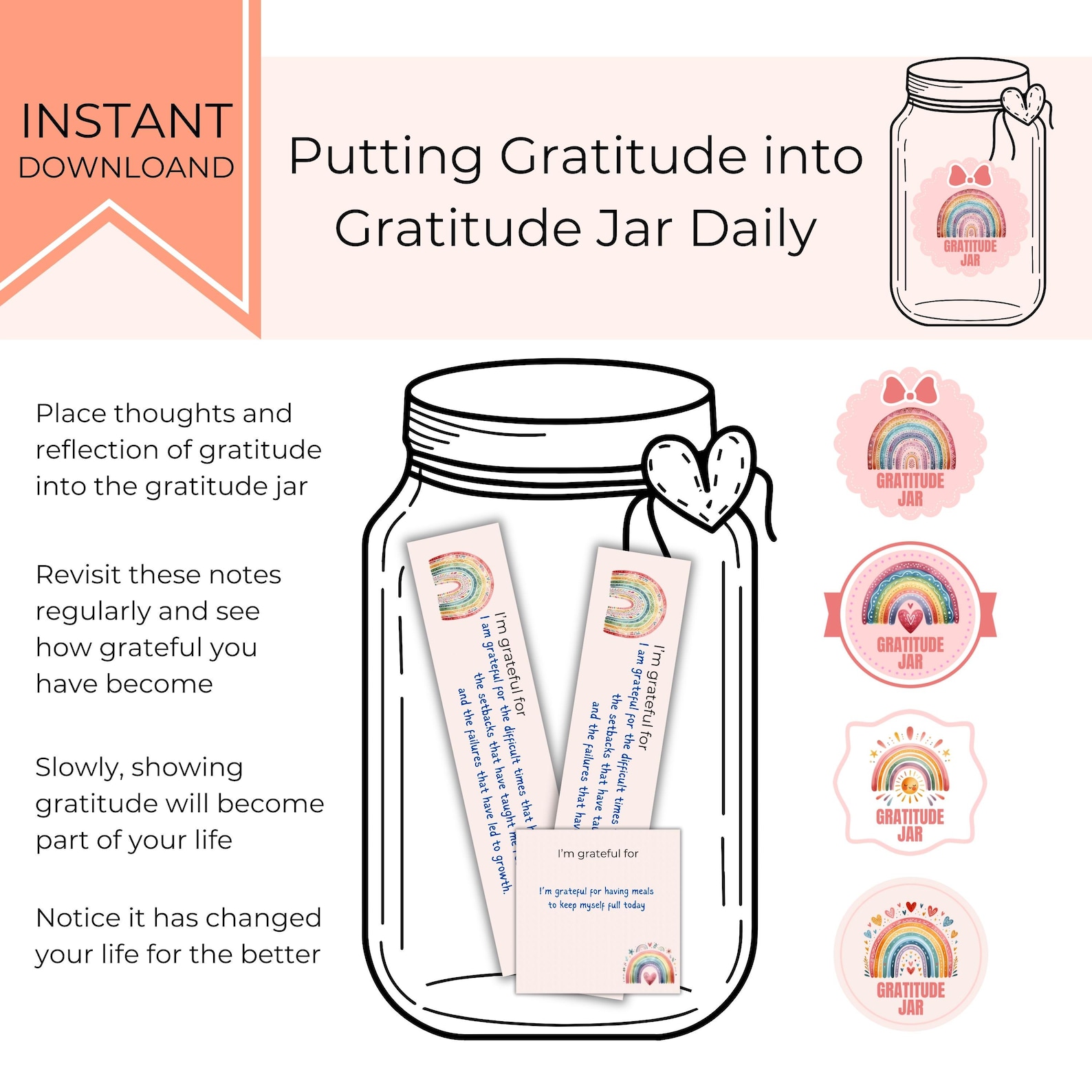 Printable Gratitude Jar Labels | Labels & Writing Paper | Instant ...
