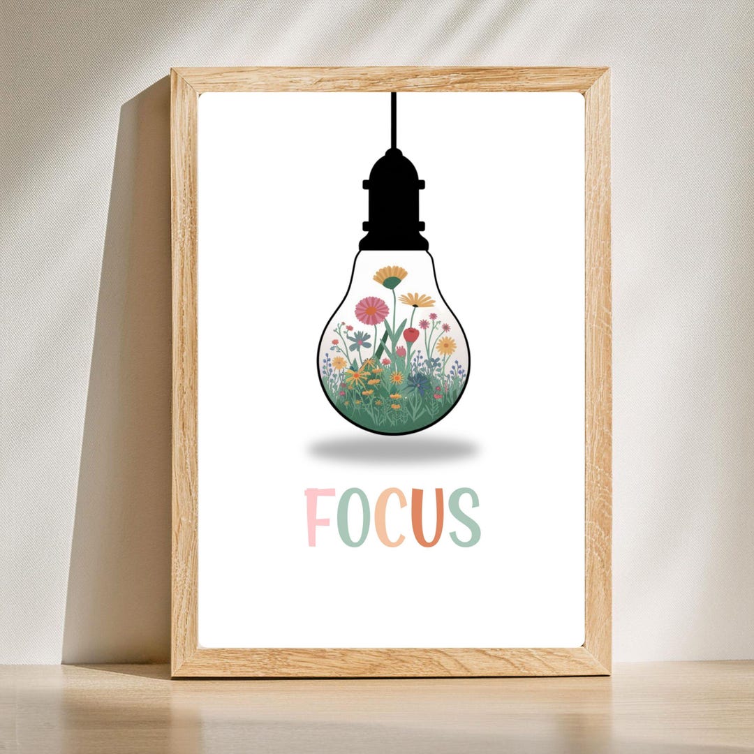 Focus Wall Art for Kids Room, Motivational Print, Playroom Decor, Study ...