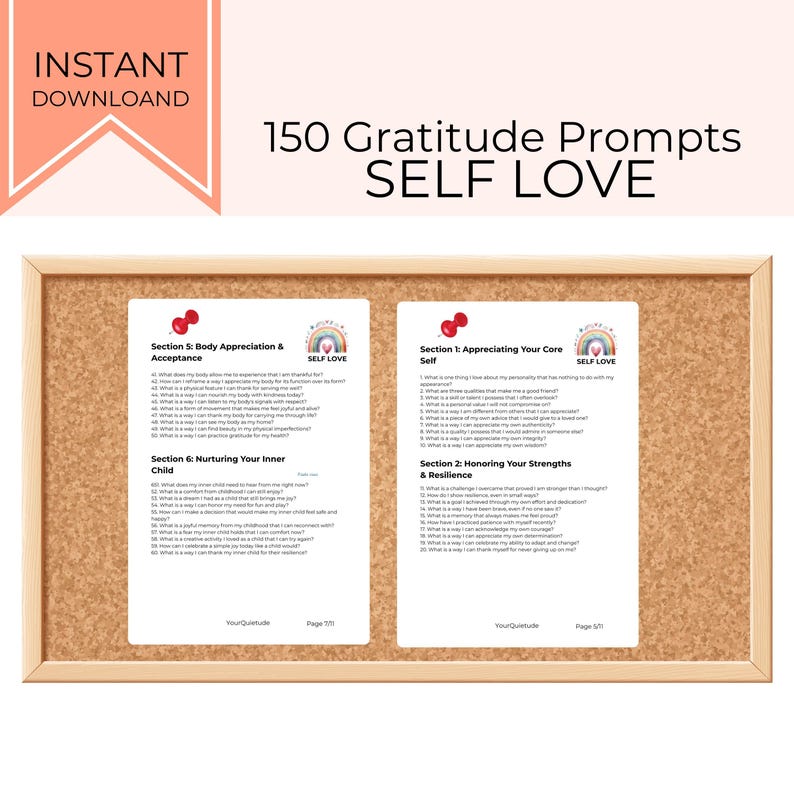 150 Gratitude Prompts for Self Love - Printable Self Care Journal ...