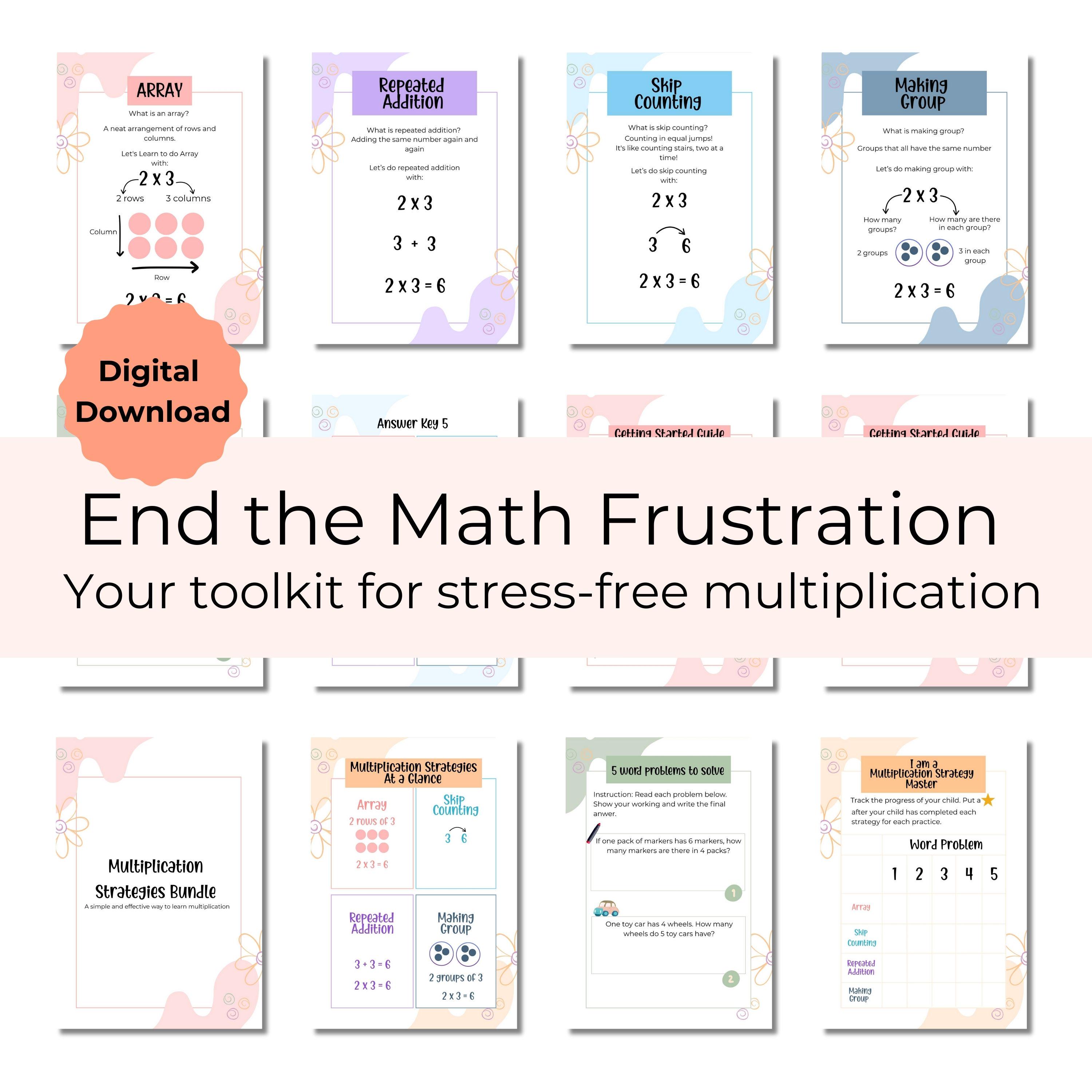 Multiplication Strategies Bundle, Math Worksheets, Multiplication ...