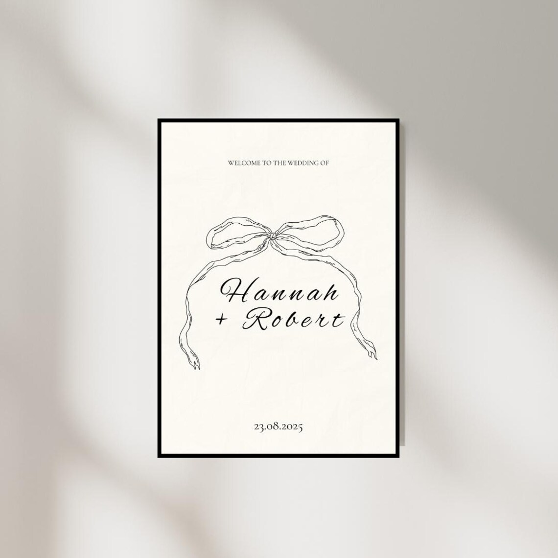 Wedding Welcome Sign Template Old Money Bow Scribble Illustration Sign ...