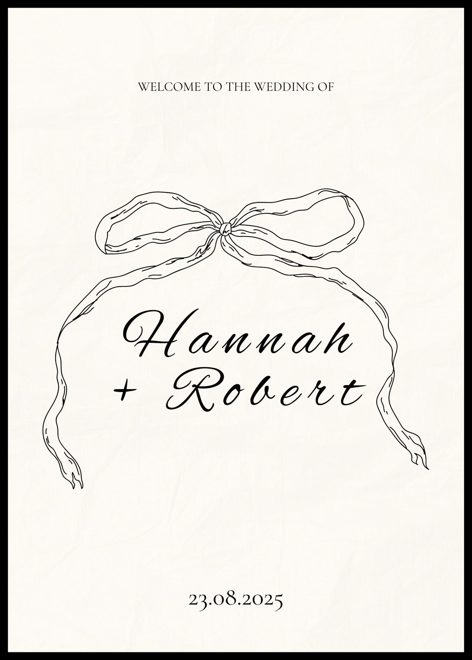 Wedding Welcome Sign Template Old Money Bow Scribble Illustration Sign ...