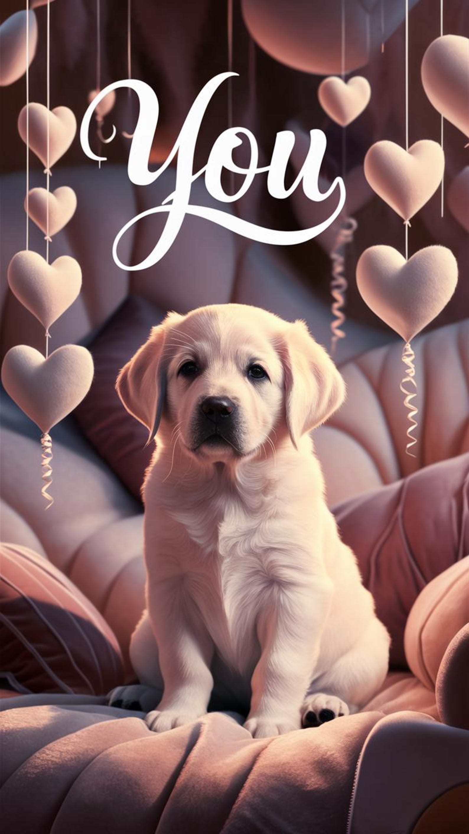 Elegant Snow-white Labrador Mobile Screen Saver With Heart Balloons - Etsy