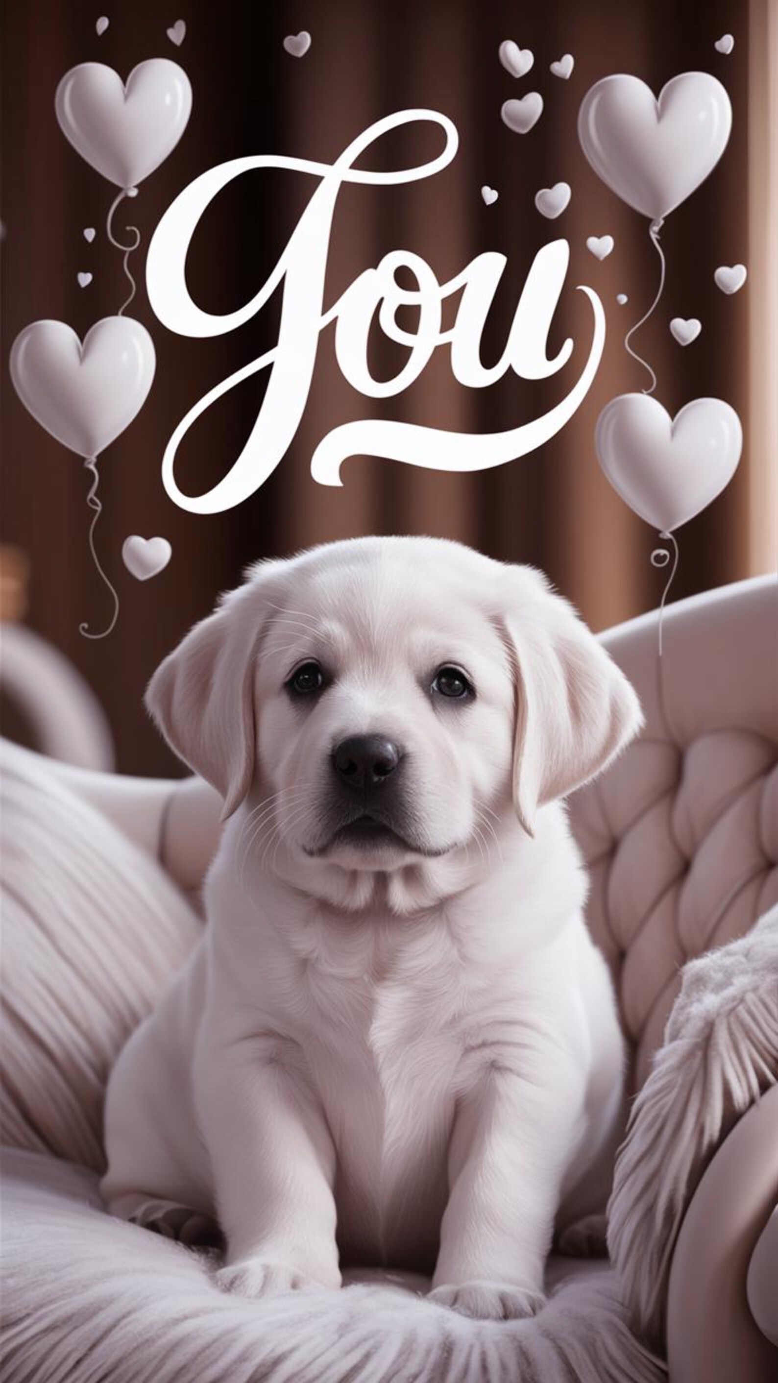 Elegant Snow-white Labrador Mobile Screen Saver With Heart Balloons - Etsy