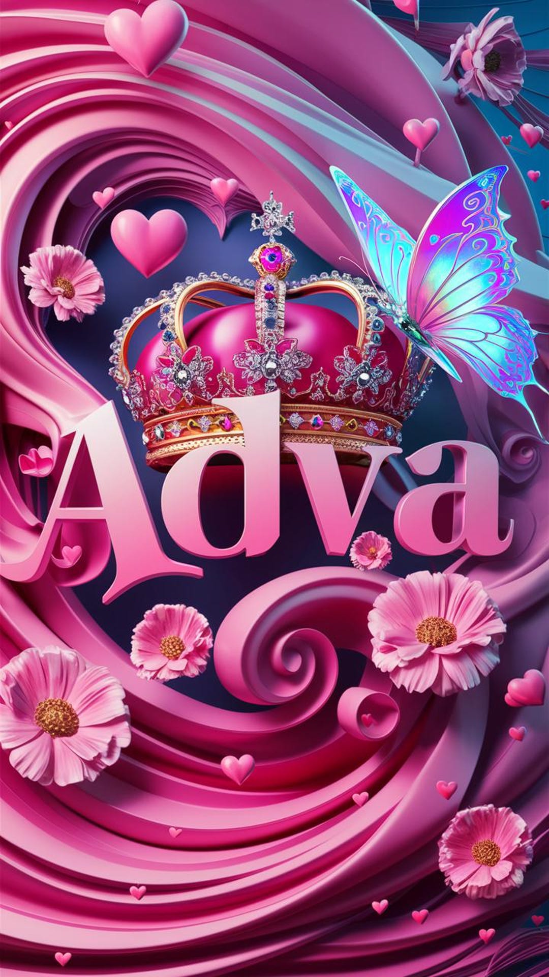 Majestic 'adva' Mobile Screen Saver With Crown, Flowers, and Butterfly - Etsy