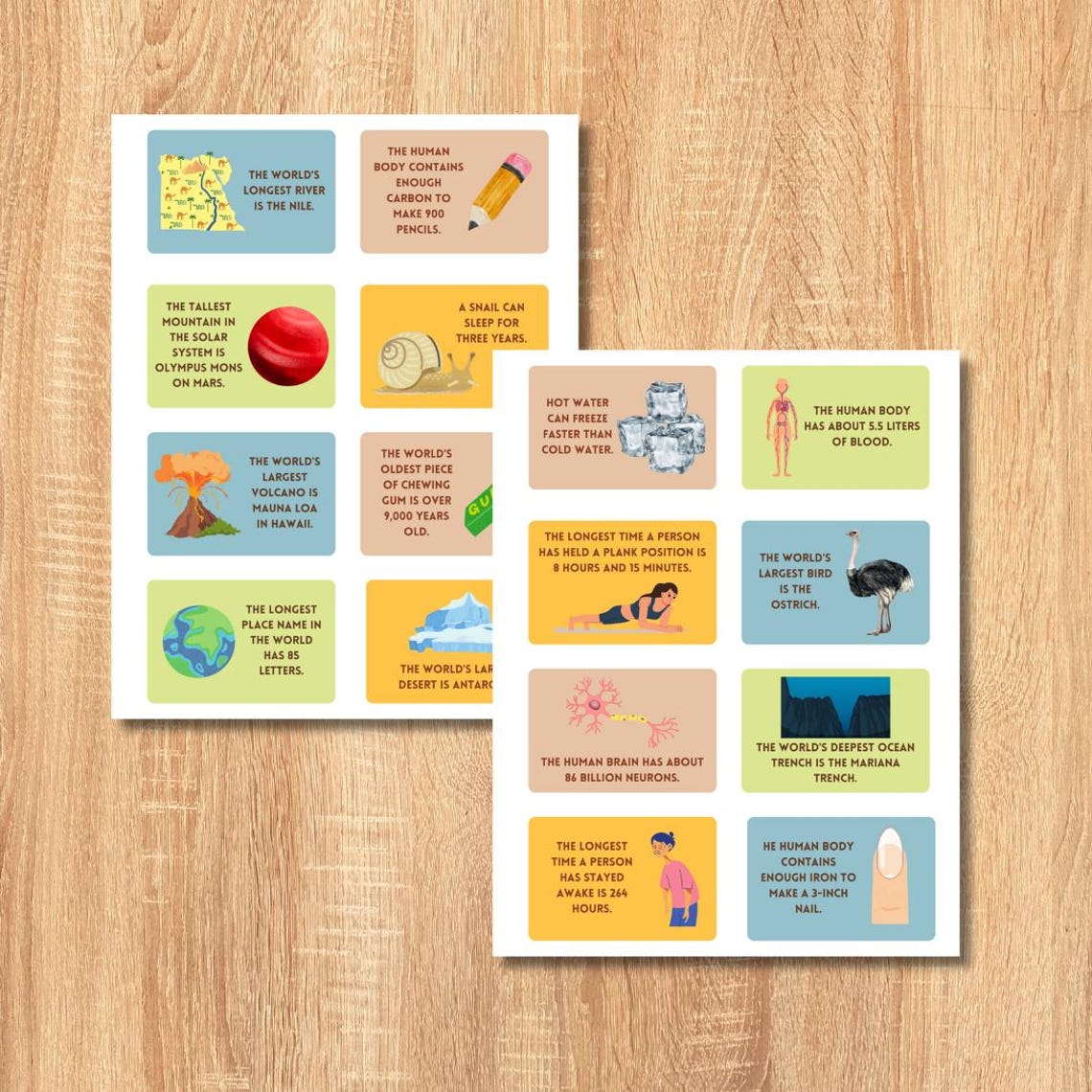 Around the World - Printable Fun Fact Card for 5-6 Year Old Children ...