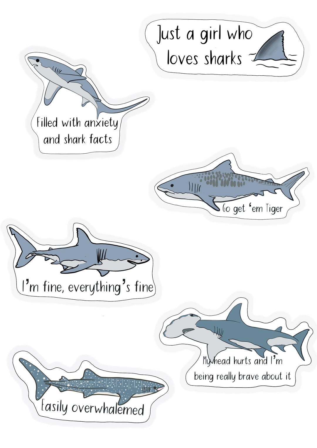 Shark Sticker Set - Etsy