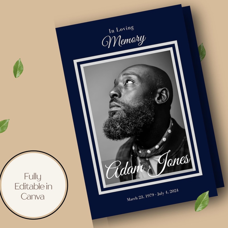 Blue Funeral Template - Etsy