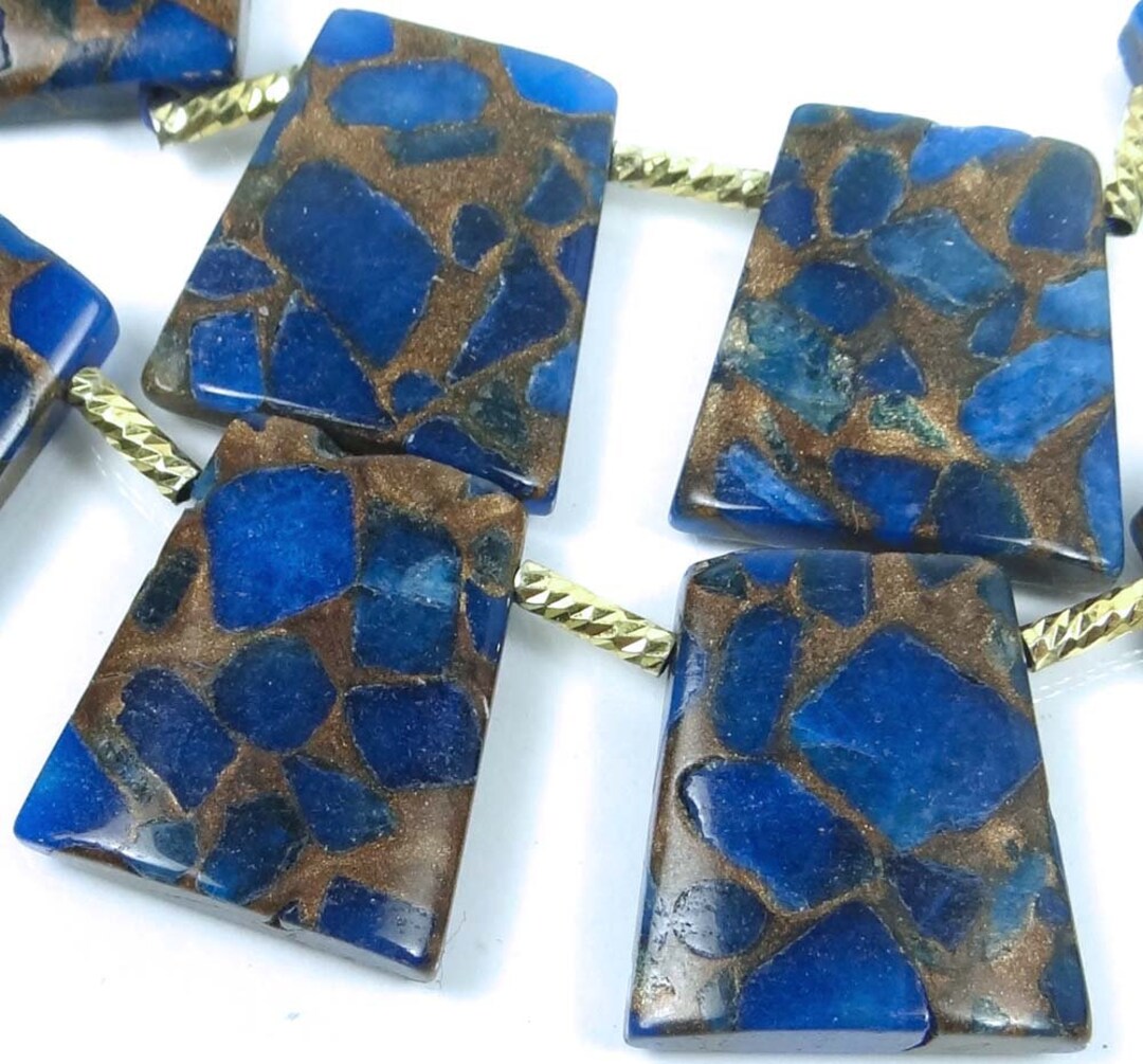 6 Sapphire in Quartz Pyrite / Bronze Vein Ladder Trapezoid Pendant ...