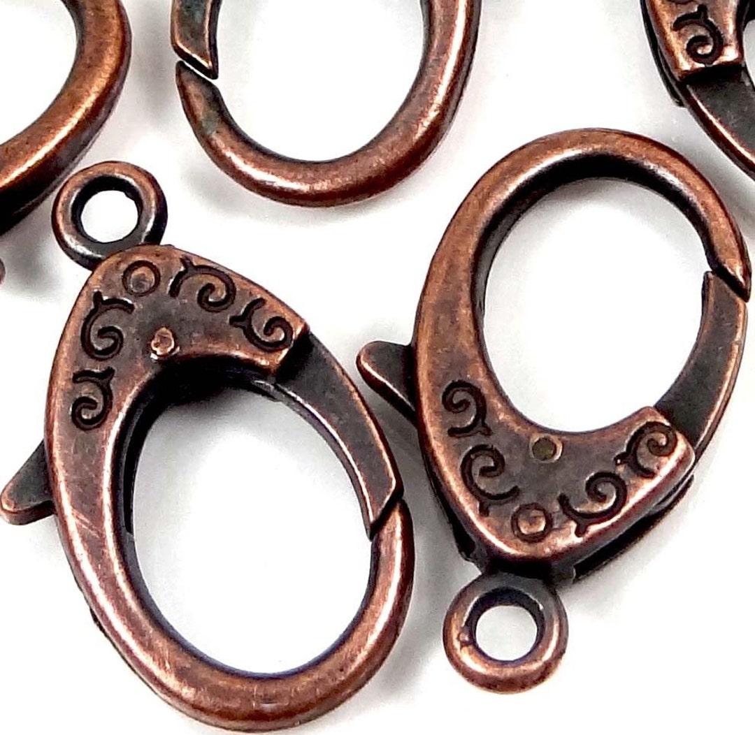 31x18mm X- Large Antique Copper Pewter Lobster Claw Clasps (4) (p231 ...
