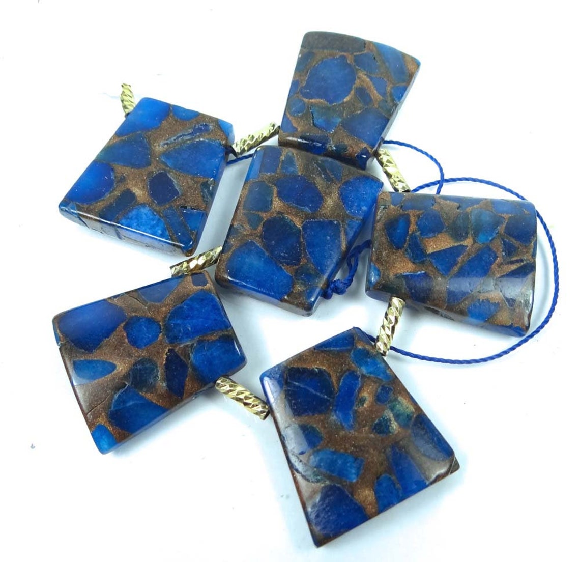 6 Sapphire in Quartz Pyrite / Bronze Vein Ladder Trapezoid - Etsy