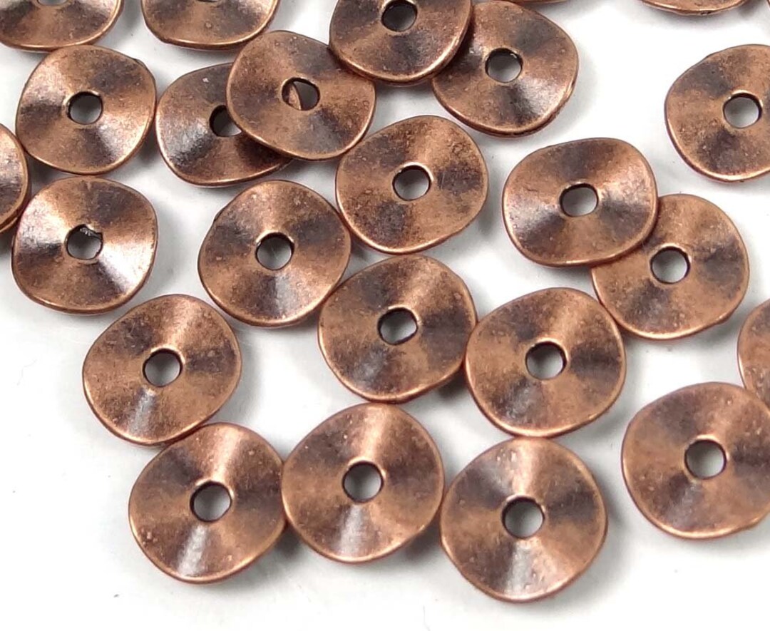 50 Antique Copper Pewter Washers Spacer Wavy Beads 9mm (p315) - Etsy