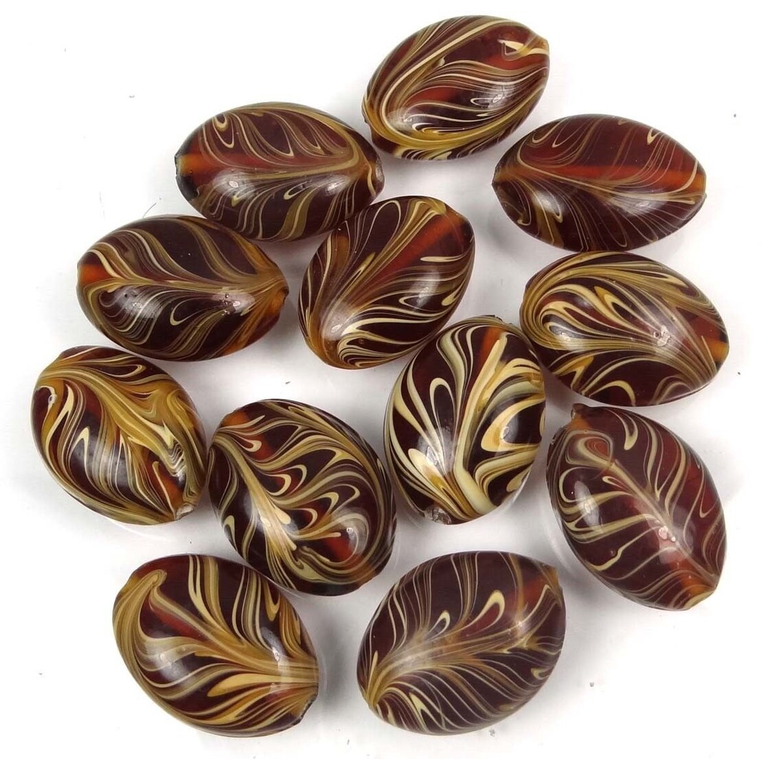 Lampwork Handmade Glass Brown Taffy Swirl Oval Pendant Focal - Etsy