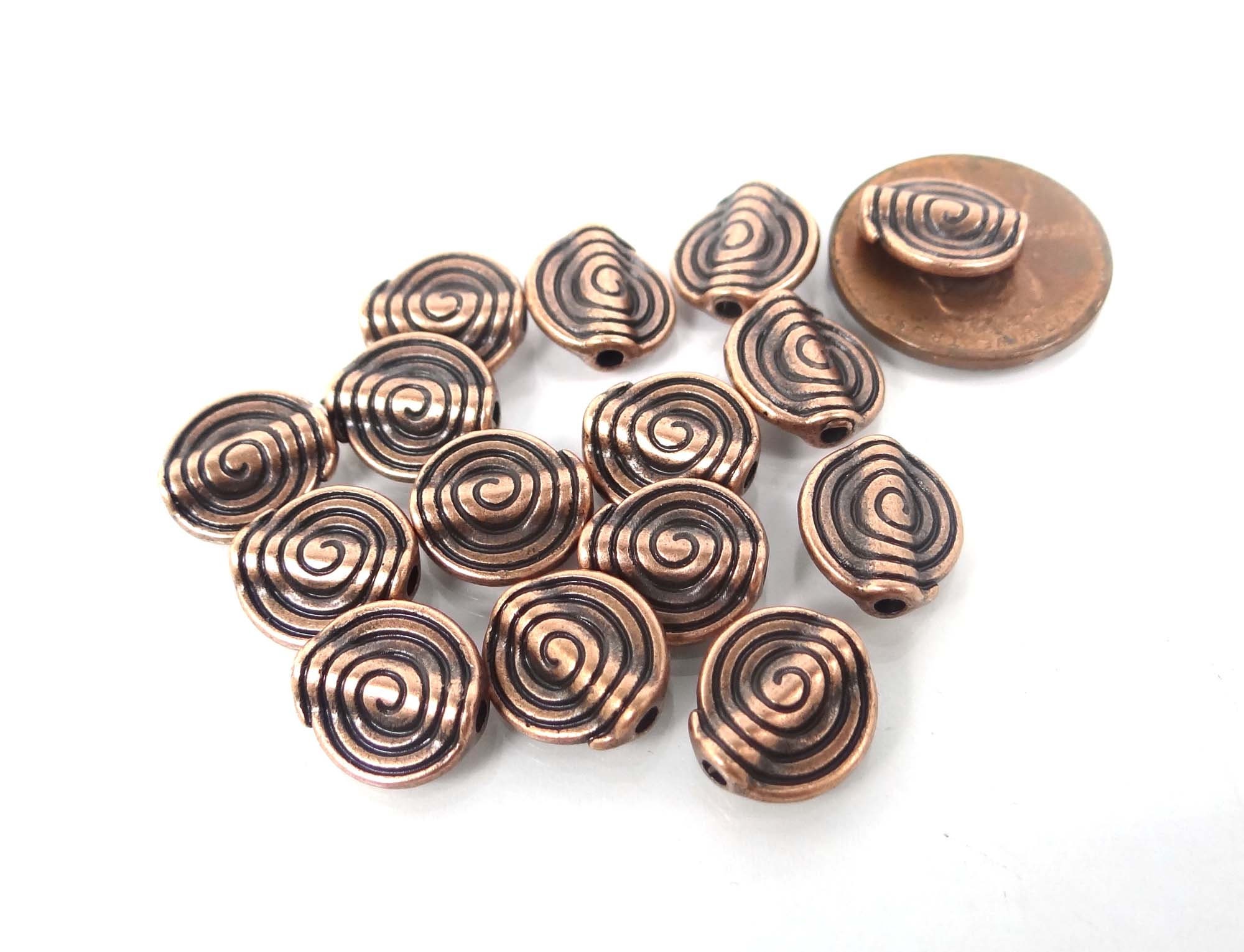 18mm Coin Beads Jewelry Making 8 Large Antique Silver Pewter Spire Disc ...