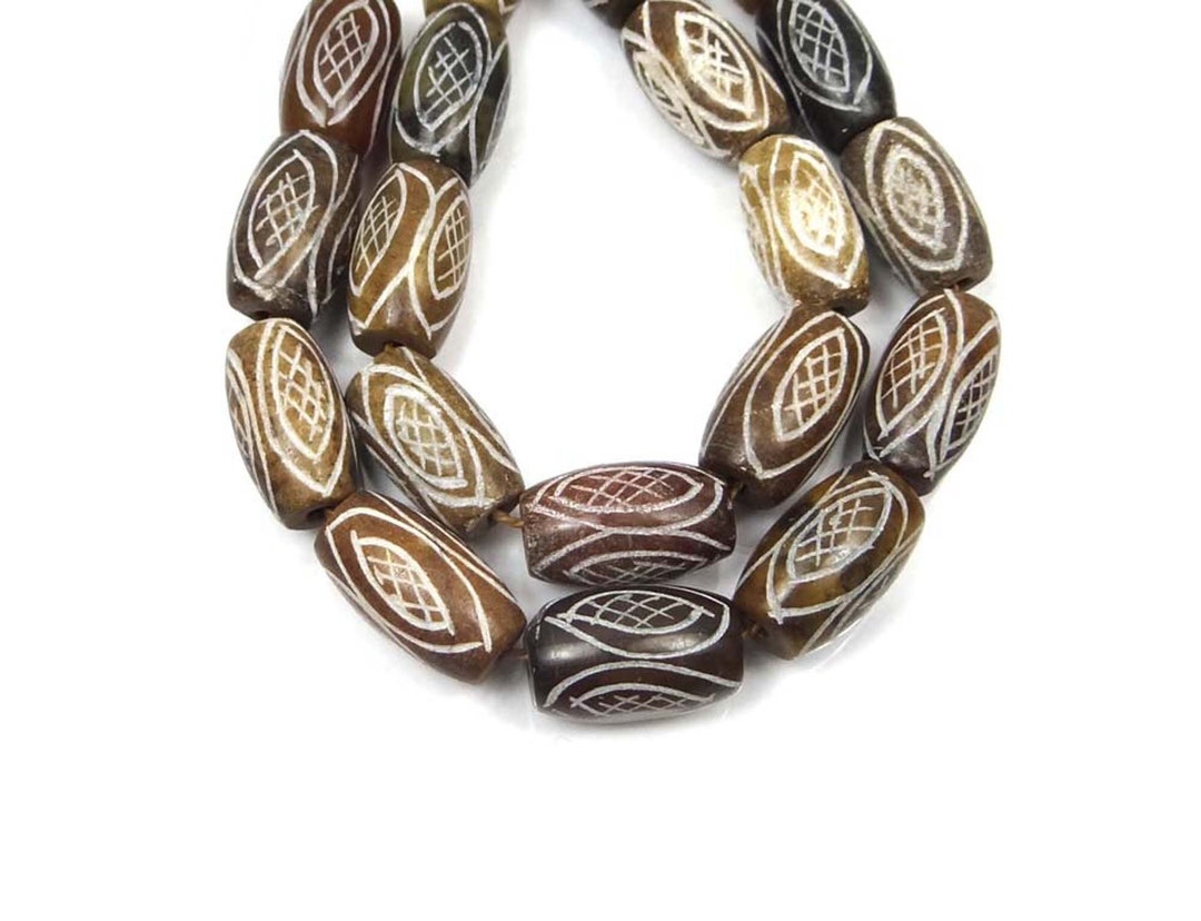 6 Hand Carved Natural Jade Barrel Beads 6993-03 - Etsy