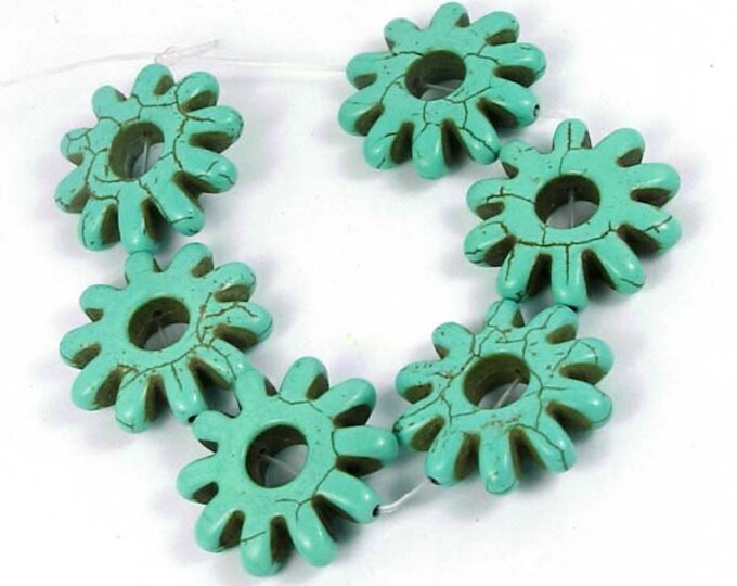 6 Blue Turquoise Wheel Gear Pendant Beads Focal 29mm (e6157) - Etsy