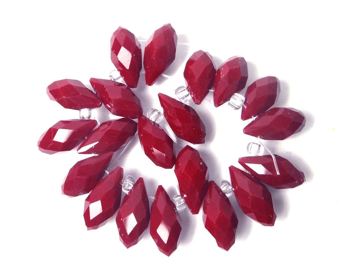 20 Opaque Ruby Red Glass Faceted Teardrop Beads 12x6mm (e7937) - Etsy
