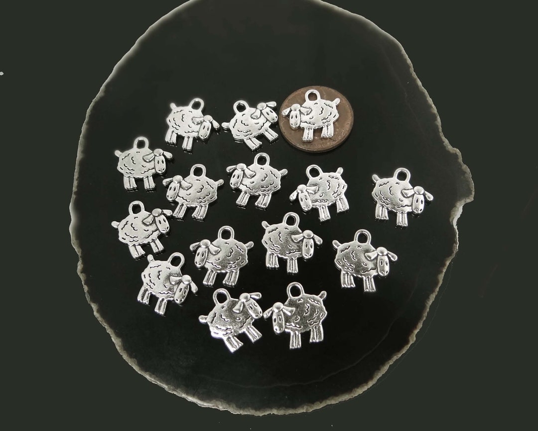 12 Sheep Charms Antique Silver Pewter Lamb Pendants 15mm (p440) - Etsy