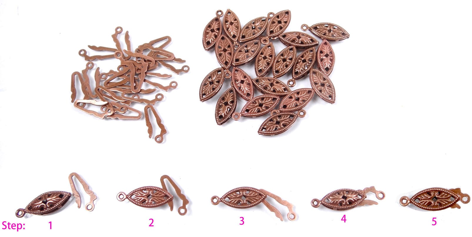 10 Antique Copper Fish Hook Clasps Filigree Horse Eye Oval | Etsy