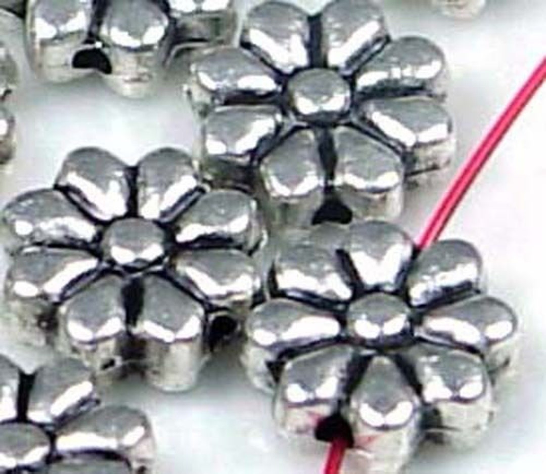 12 Antique Silver Pewter Daisy Flower Disc 9mm Beads P068 - Etsy