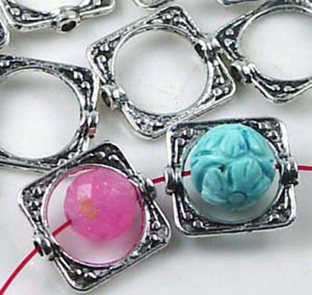 20 Antique Silver Pewter Square Frame Beads 15mm (p119) - Etsy