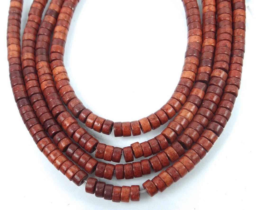 Turquoise Heishi Beads 4x2mm 4mm Turquoise Heishi Beads In Burnt Sienna ...